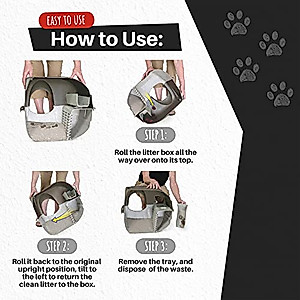 Omega Paw VMRA20-1-PR Premium Roll 'N Clean Self Cleaning Litter Box with Integrated Litter Step and Unique Sifting Grill, Large, Forest Green