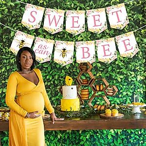Sweet As Can Bee Banner Pink Bee Baby Shower Decorations for Girl Pre-Strung Honey Bee Banner for Bumble Bee Baby Shower Bridal Shower Sweet As Can Bee Birthday Party Decorations