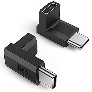 Right Angle USB C Adapter (2 Pack),3.1/10Gbps Up & Down Angled 90 Degree USB Type C Male to Female Extension Connector for MacBook Pro,Nintendo Switch,Laptop,Tablet,Mobile Phone,Oculus Quest Link