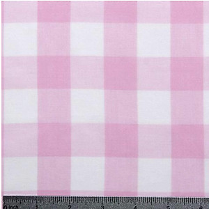 Checkered 1” Gingham Poly Cotton Buffalo Check Fabric by The Yard, 58”/60”, (Pink/White)