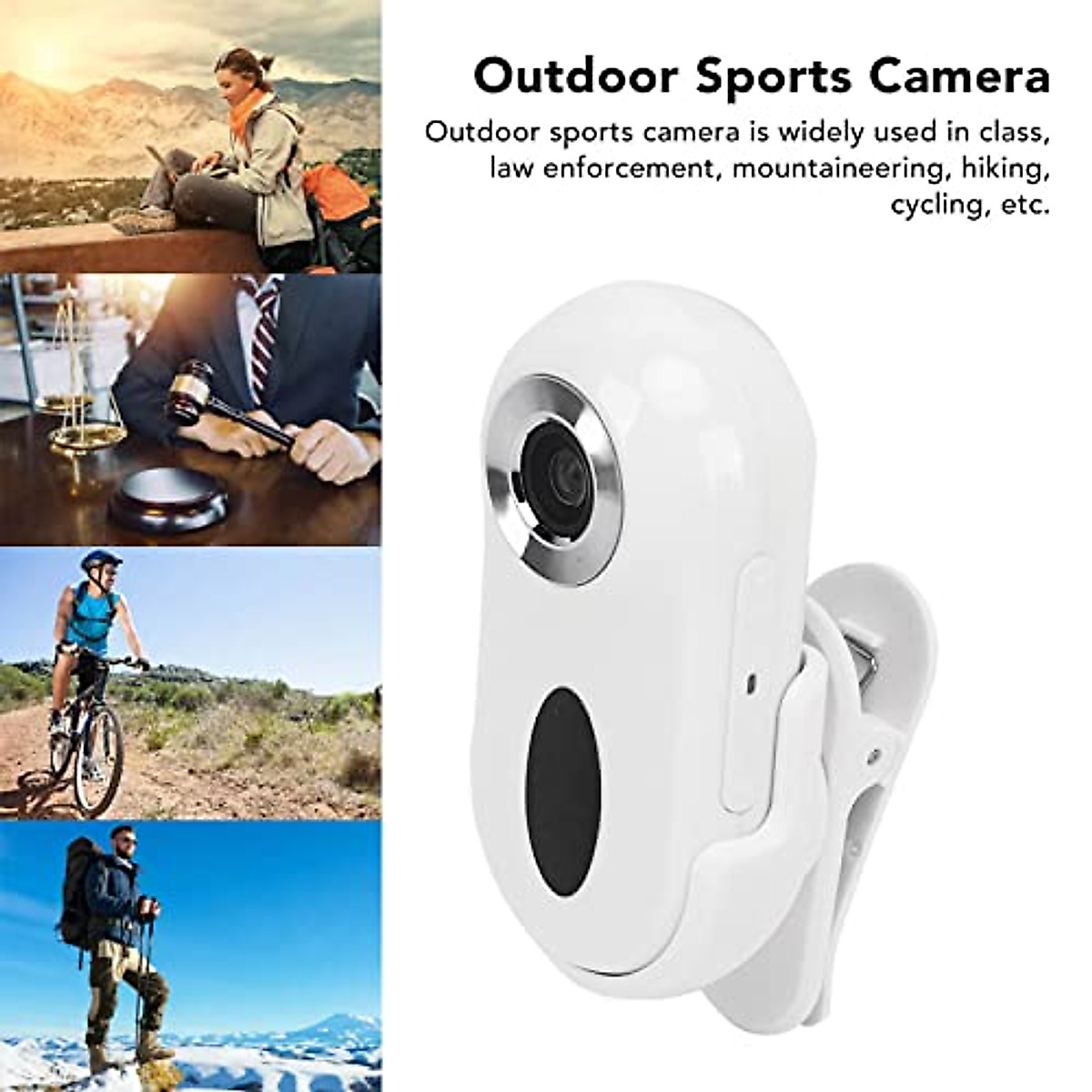Motion Camera, Outdoor Camera DC5V 1080P HD Image 0.96in Screen Loop Image Recording with Silicone Cover for Home for Mountaineering (White)