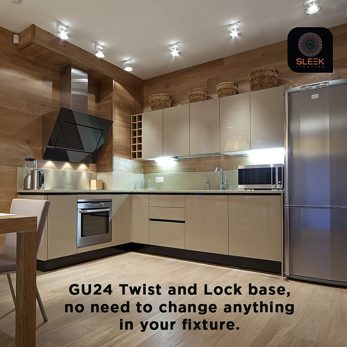 SLEEKLIGHTING - GU24 23Watt 2700K 1600lm 2 Prong Light Bulbs- UL approved-120v 60Hz - Mini Twist Lock Spiral -Self Ballasted CFL Fluorescent Bulbs- 1600lm Warm White 4 Pack (100 Watt Equ)