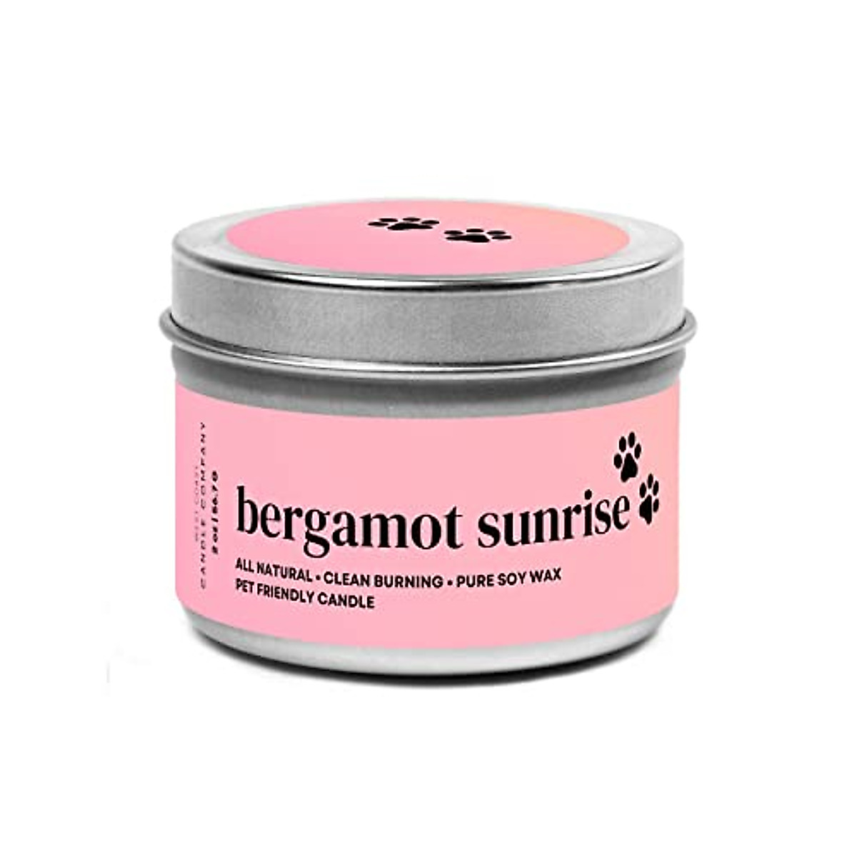 Mini Pet Friendly Mini Candle | Pet Safe Candle | All Natural Candle | Non-Toxic Candle | Pet Odor Eliminator | Pure Soy Candle | Dog & Cat Safe Candle | 2 oz (Bergamot Sunrise)