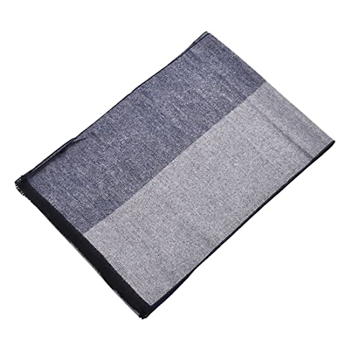 Runtlly Men's Winter Cashmere Scarf Stripes Warm Soft Scarves with Tassel Luxurious Winter Scarf M189510 NavyGrey
