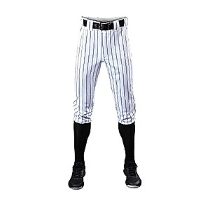 EvoShield Boys Pinstripe Open Bottom Pants, White/Navy, Medium US