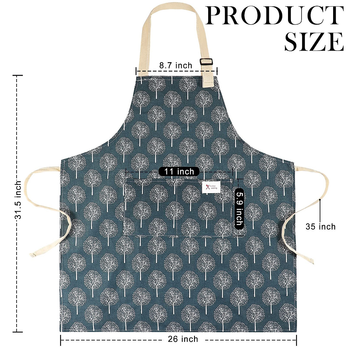 Sureio 8 Pack Aprons for Women Men with 2 Pockets Linen Kitchen Apron Adjustable Cooking Kitchen Chef Apron Bib for BBQ Outdoors Baking Household