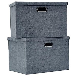 FABINADO Storage Bins with Lid, Fabric Closet Organizer, Foldable Storage Container, 2 Pack, Anthracite Gray,16.9''x12.2''x11.4''