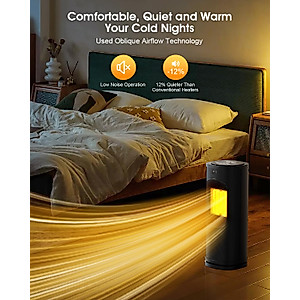 Electric Space Heater Indoor Use, 1500W Fast Heating PTC Portable Heaters with Thermostat and Remote, 12H Timer, Overheating Protection, 60° Oscillation, Room Ceramic Heater for Office Bedroom Home