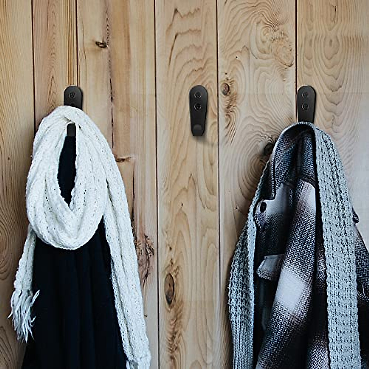 CGBE Coat Hooks for Wall, Heavy Duty Outdoor Hooks for Hanging Towel No Rust Outside Towel Hooks Wall Mounted with Screws and Anchor for Key, Towel, Bags, Cup, Hat (4 Pack Black)