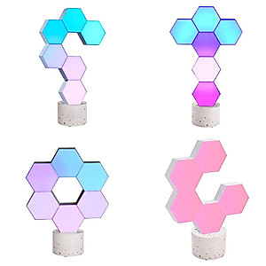 Yescom APP Control 6 Pack Smart LED Light Panels Hexagon Smarter Kit Modular Touch Sensitive Lamp DIY Voice Control Cololight Home Decor Gift