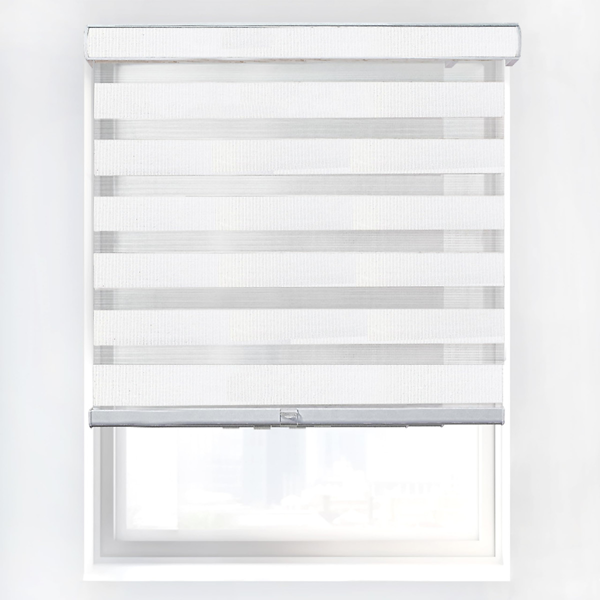 CHICOLOGY Zebra Blinds, Roller Window Shades, Blinds for Windows, Roller Shades for Windows, Window Shades for Home, Window Shades, Pull Down Shades for Windows, 22" W X 72" H, Basic Arctic