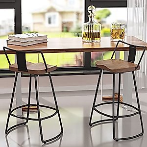 Andeworld 24" Bar Stools Set of 2 Swivel Counter Height Stools with Backrests Indurstrial Metal Bar Stools