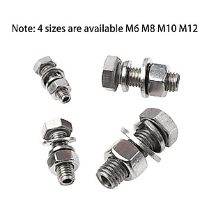 Rrina 4Pcs 304 Stainless Steel Cylindrical Hollow External Hexagon Screw Lamp Threading Through Hole Bolt with Washers Nut (M12x35)