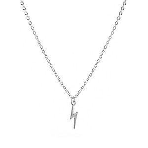 Artmiss Lightning Bolt Pendant Necklace Women Simple Charm Bar Choker Chain Jewelry for Women (Silver)