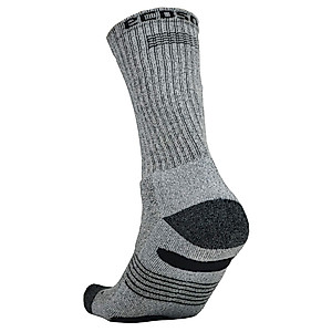 Ecosox Full Cushion Hiking Outdoor Socks 2 PACK Moisture Wicking Odor Blister Free Arch Support (Small, Grey/Black)