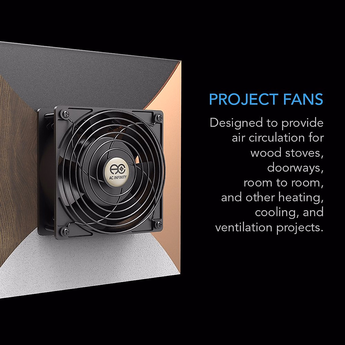 AC Infinity AXIAL S1225D, Dual 120mm Muffin Fan with Speed Controller, UL-Certified for Doorway, Room to Room, Wood Stove, Fireplace, Circulation Projects
