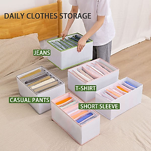 STAPO Wardrobe Clothes Organizer (2pcs), Foldable Grid Storage Box with Multiple Layers, Portable Washable Containers for Underwear, Socks, Scarves, Skirts, T-shirts, Jeans(Pink, Sturdy PP Board)