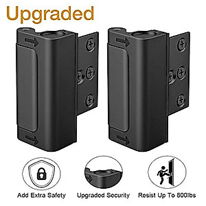 Home Security Door Lock, Upgrade Easy Open Childproof Door Reinforcement Lock with 3" Stop Withstand 800 lbs for Inward Swinging Door, Add Extra Lock to Defend Your Home Safe (Black)