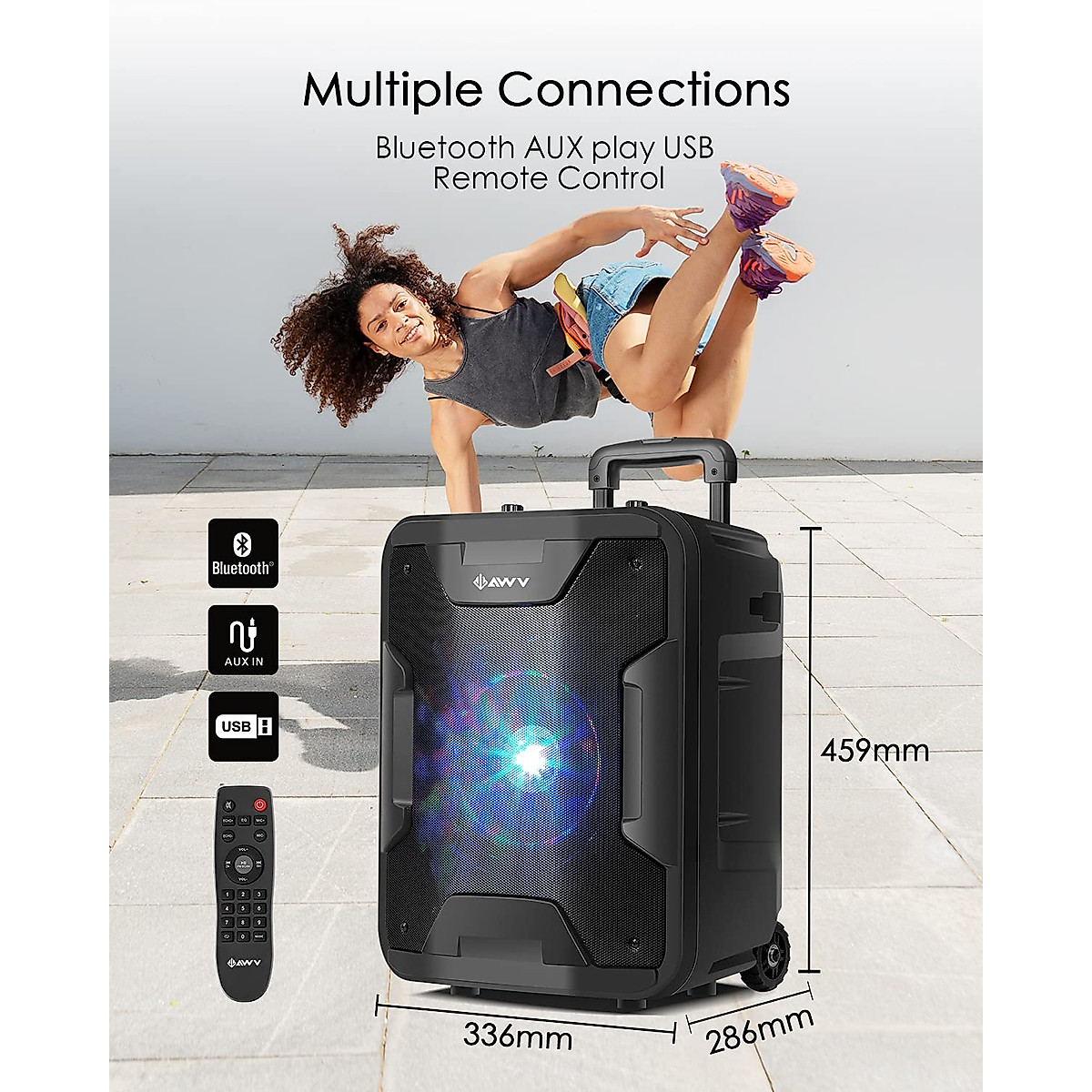 Karaoke Machine for Adults, Wireless Portable PA System Bluetooth Karaoke Speaker with 8" Subwoofer, 2 Wireless Microphones, Disco Ball Light for Christmas Singing Party Home Karaoke Outdoor