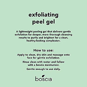 boscia Exfoliating Peel Gel, Vegan Cruelty-Free, Natural Clean Skincare. Deep-Cleaning Daily Face Exfoliator Pore Minimizer Blackhead Remover. 5 fl oz