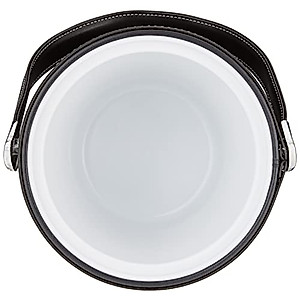 Kraftware Ice Bucket with Stitched Handle, Fabric Lid and Chrome Astro Ball Knob, Black - 3 Quart