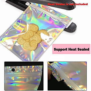 Trunple Smell Proof Bags & Resealable Foil Pouch Sample Bag [100 PCS ] Great for Party Favor Food Storage (Holographic Color) (6x9 Inch)