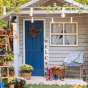 Farmhouse Welcome Sign For Seasonal Front Door Decoration - Double Sided 5 ft Tall Sign w/ 10 Elements Enhances Your Christmas Decor - Standing/Hanging Sign Adds The Perfect Touch To Your Porch