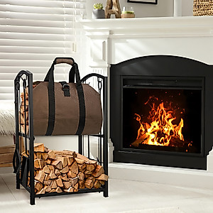 Delxo Firewood Carrier Log Tote Bag Indoor 39"x18" Firewood Totes Holders Fire Wood Carriers Carrying for Outdoor Waxed Durable Wood Tote Fireplace Stove Accessories