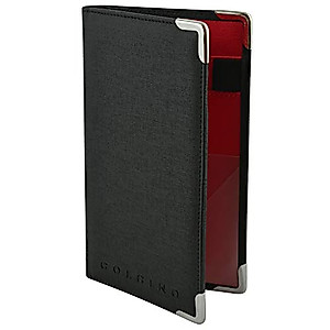 Golgino Server Book for Waitress & Waiter 9 x 5 Inch, Two Zipper Pockets & ID Holder, Premium Receipt Organizer Wallet Fits Aprons, 11 Money Pockets Perfect for Server Banking (Black/Magenta)