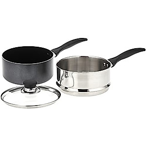 T-fal B1399663 Specialty Stainless Steel Double Boiler with Phenolic Handle Cookware, 3-Quart, Silver