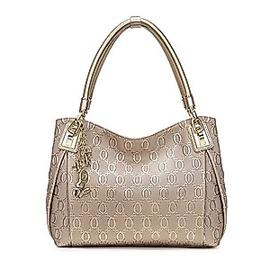 Women's Handbags Purses Leather Handbag Ladies Top-handle Tote Crossbody Shoulder Bag (golden) One Size