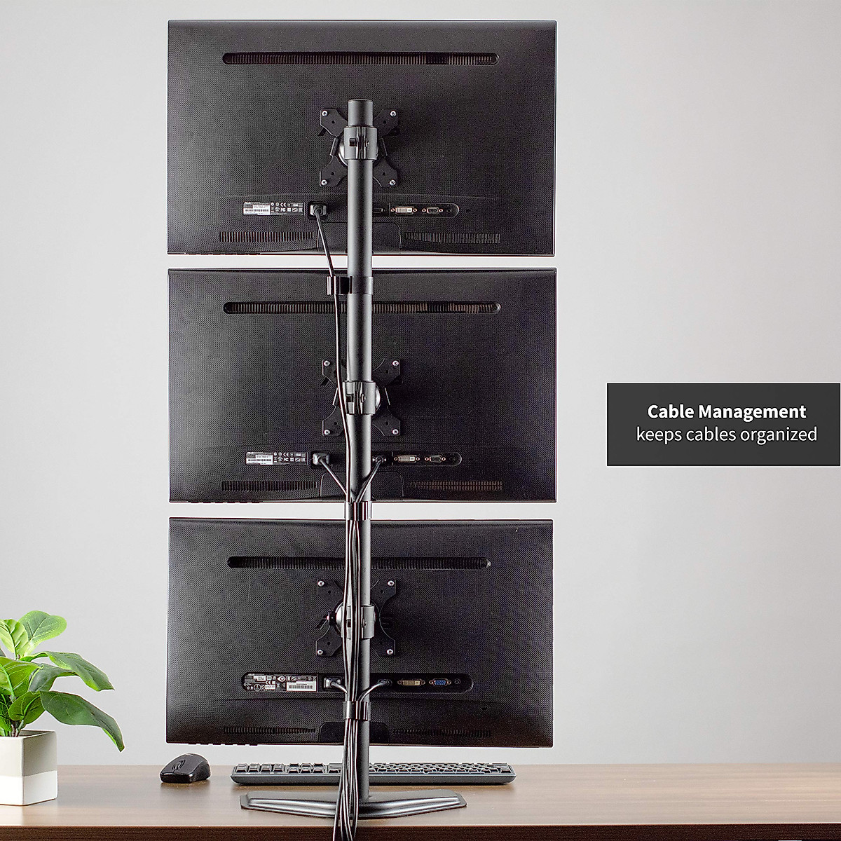 VIVO Triple Vertical LCD Monitor Height Adjustable Desk Mount Stand for 3 Screens up to 27 inches STAND-V003D
