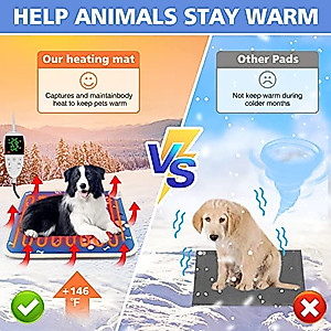 Wall Essential Pet Heating Pad for Cat Dog Electric Heated Pad Pet Warming Bed Mat with Timer Adjustable Temperature Electric Pet Heated Bed Mat with Cover