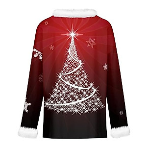 HAVUITYY Christmas Shirts For Women Plus Size Christmas Costume Christmas Sweatshirt For Women Christmas Tshirts Womens Blouses And Tops Dressy Girls Flannel Shirts Christmas Tops For Women XX-Large