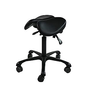 MASTER MASSAGE EQUIPMENT Ergonomic Swivel Saddle Rolling Hydraulic Stool In Black for Clinic, Spas, Salons, Debtists, Classrooms, Home, Office, 1count