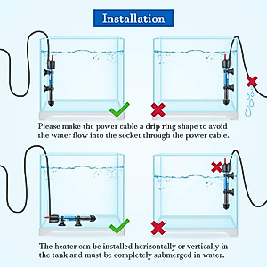 FEDOUR 50W 100W 300W Submersible Aquarium Heater, Adjustable Glass Water Heater for 5 – 70 Gallon Fish and Turtle Tank (100W)