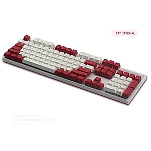 HZYZ PBT Keycaps Backlit Doubleshot Cherry MX Keycap Set Translucent OEM Profile MX Key Caps for US-ANSI Layout 6187104108 MX Switches Mechanical Gaming Keyboard(Red White Combo)