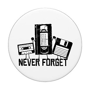Cassette tape, video tape and floppy disk with NEVER FORGET PopSockets PopGrip: Swappable Grip for Phones & Tablets