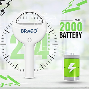 Brago Handheld Bladeless Mini Fan, Portable Hand Fan, Rechargeable Small Pocket Fan, Battery Operated Personal Fan for Indoor Outdoor Travelling (White)
