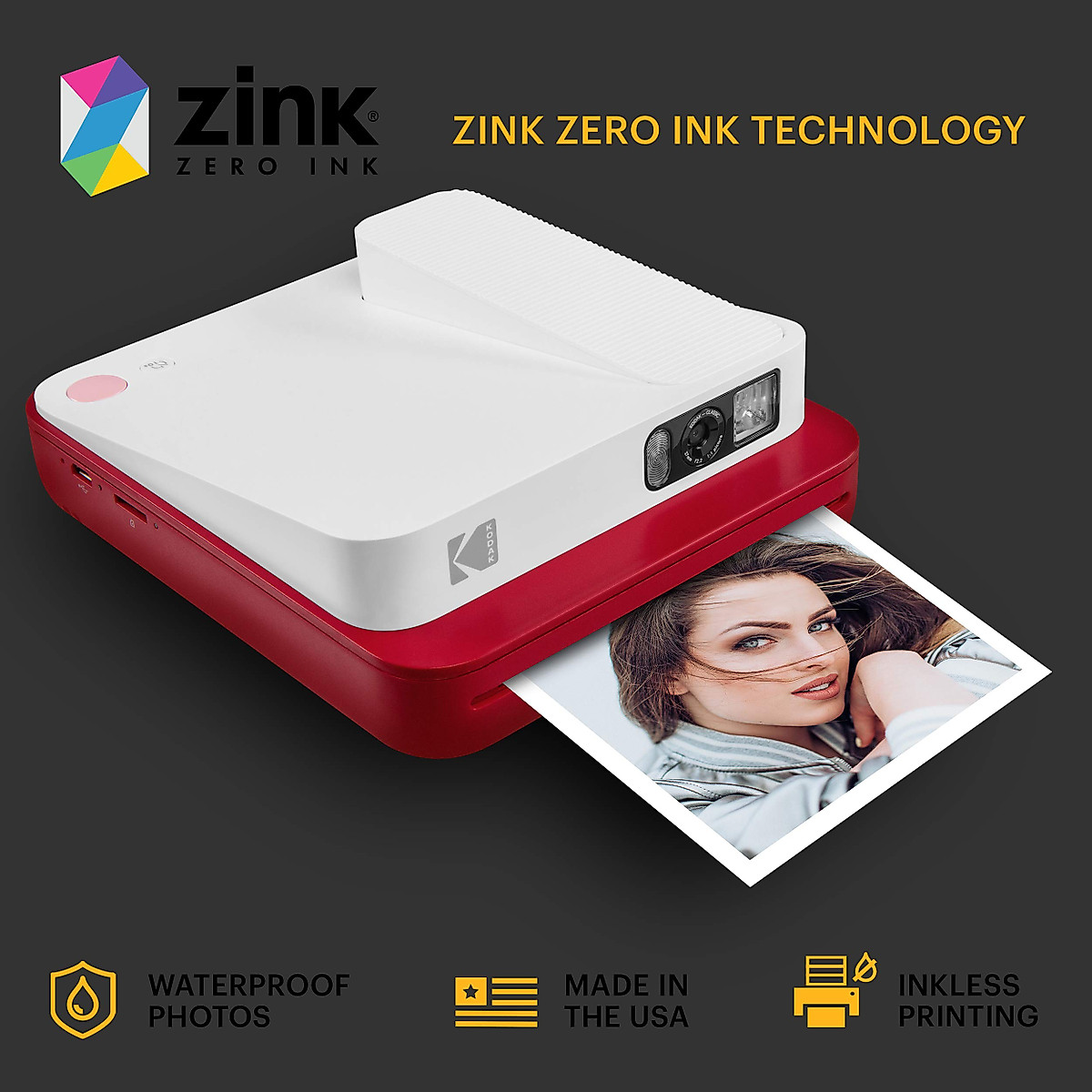 KODAK Smile Classic Digital Instant Camera with Bluetooth (Red) Travel Kit