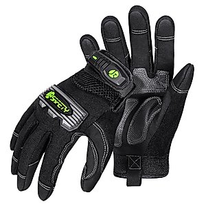 JKSafety High Performance Utility Work Gloves, all Purposes Mechanical Gloves, Guantes de Trabajo, for men and women, safety utility for works (G228-Black L)