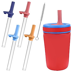 XANGNIER Replacement Straws and Bite Valve Compatible with Zak Designs Kelso 15 oz Tumbler Water Bottle,4 Pcs Reusable Silicone Straws with Cleaning Brush for Zak Designs Kelso 12 oz Cups