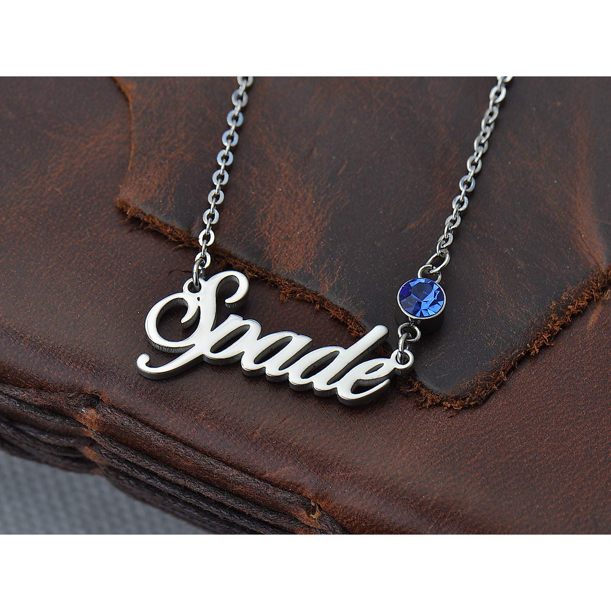 LikeFun Custom Mom Gifts Silver Pendant Birthstone Name Necklace for Her Cobi