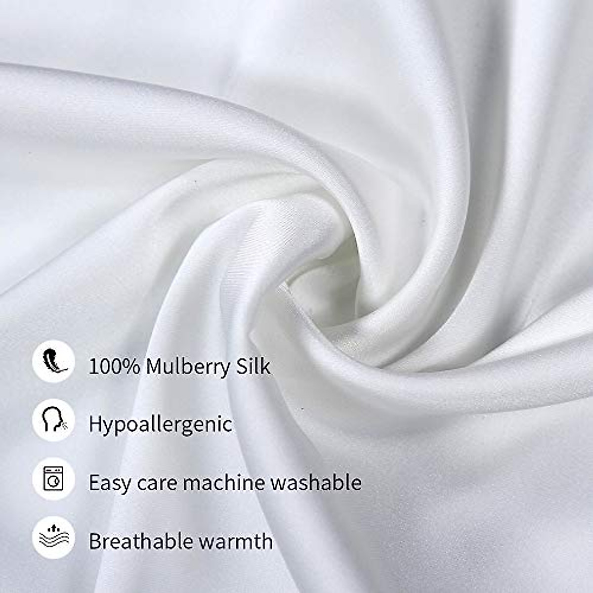 Jocoku 100% Mulberry Silk Pillowcases Set of 2 for Hair and Skin and Super Soft and Breathable Standard Size Nature Silk Pillowcases (Standard, White)