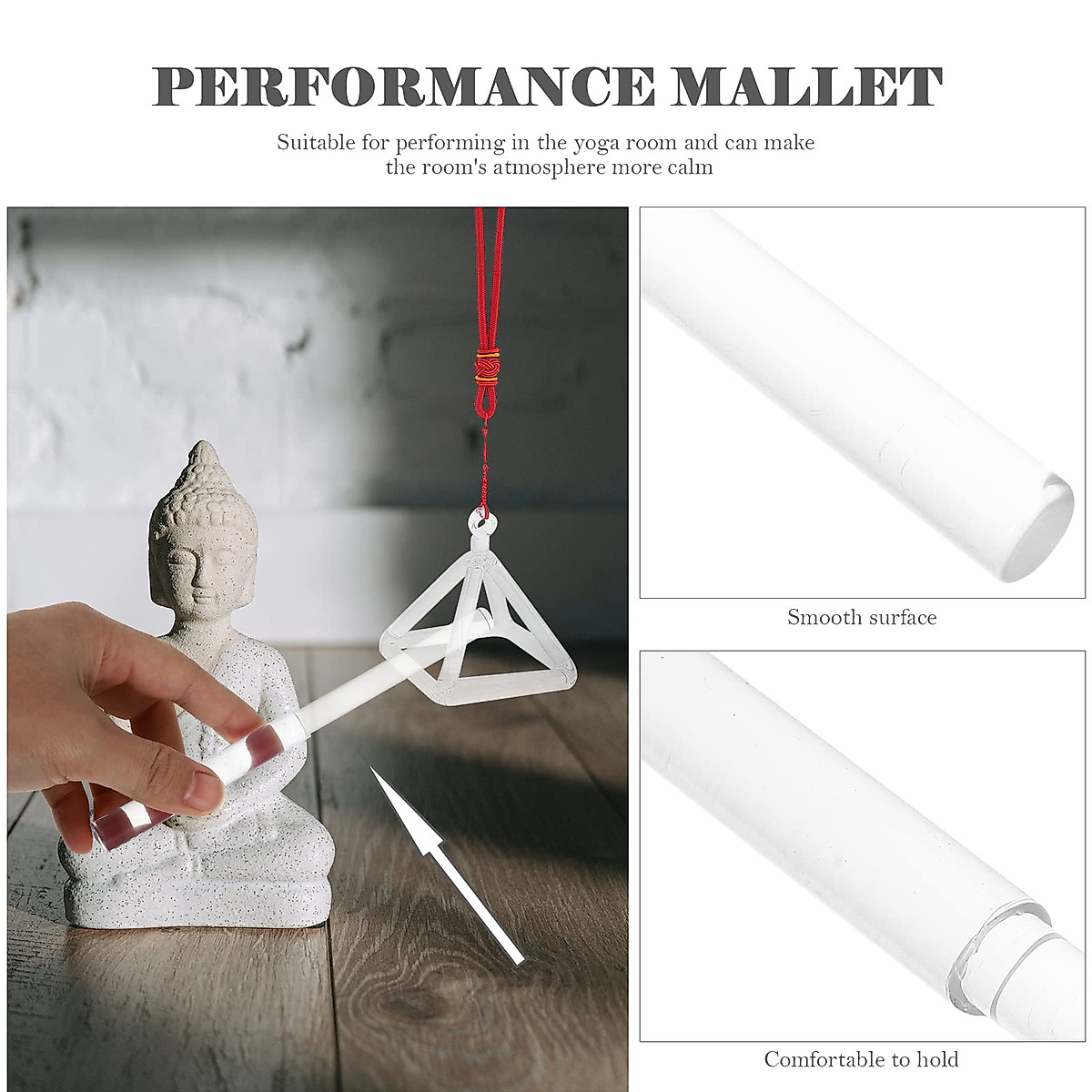 Vaguelly Singing Mallet Crystal Singing Pyramid Striker Crystal Singing Striker Meditation Pyramid Stick Percussion Instrument Mallet for Prayer Yoga Meditation