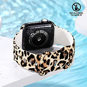 Easuny Leopard Band Compatible for Apple Watch Band 38mm 40mm 41mm Women Girls - Fadeless Floral Pattern Printed Silicone Replacement Wristband for iWatch SE & Series 7/6/5/4/3/2/1, Cheetah Small