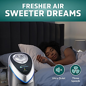 Germ Guardian Air Purifier with HEPA 13 Filter, Removes 99.97% of Pollutants, Covers Large Room up to 743 Sq. Foot Room in 1 Hr, UV-C Light Helps Reduce Germs, Zero Ozone Verified, 22", Black, AC4825E
