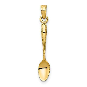 IceCarats 14K Yellow Gold Table Spoon Necklace Charm Pendant 27mm x 5mm Only
