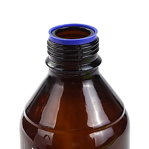 Moonetto 4 Pack 1000ml Amber Brown Glass Graduated Round Lab Bottles Autoclavable Reagent Media Storage Bottle With GL45 Blue Screw Cap