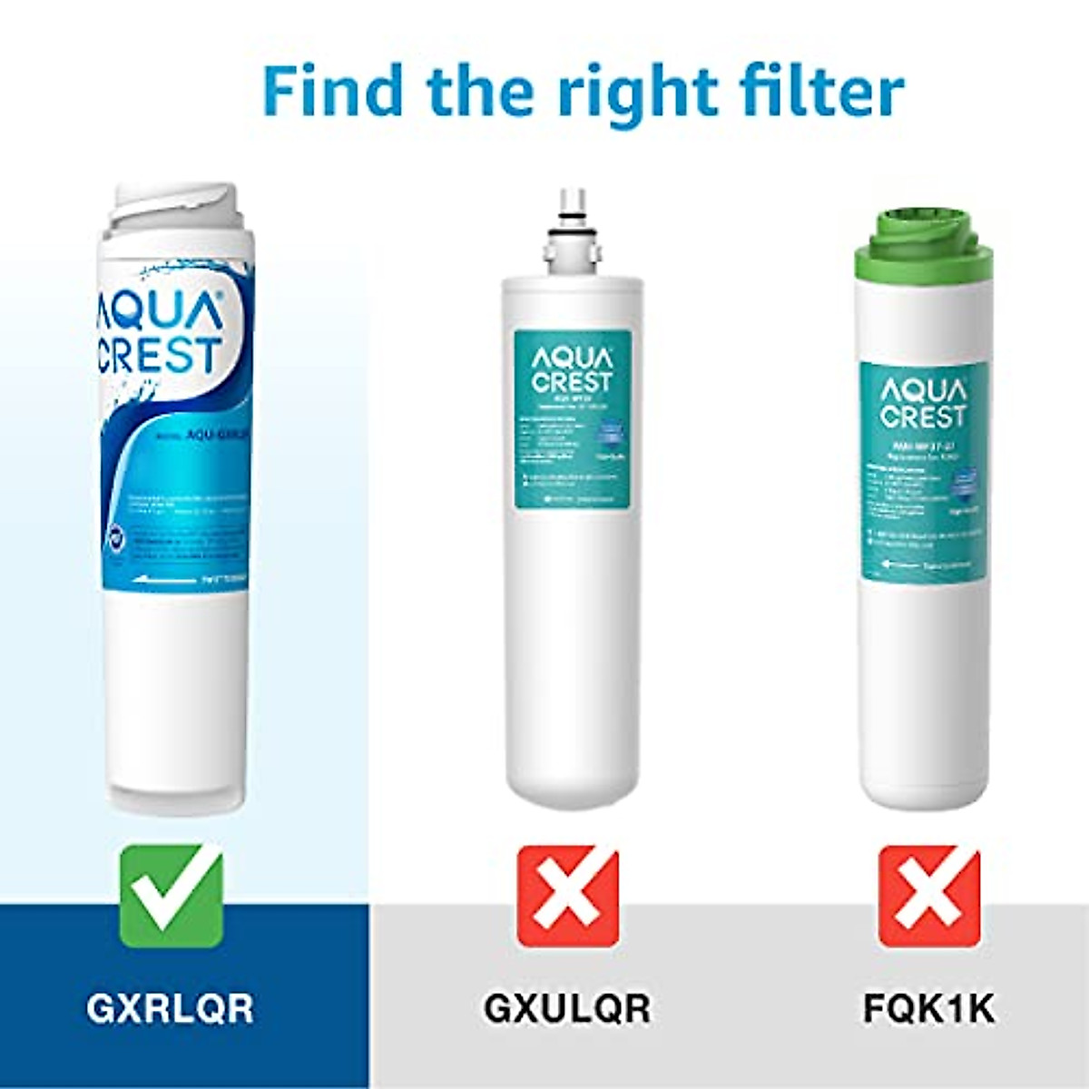 AQUACREST GXRLQR Undersink Inline Water Filter, NSF 42 Certified, Reduces Chlorine, Taste&Odor, Replacement for GE SmartWater Twist and Lock in-Line GXRLQR Water Filter (Pack of 3)